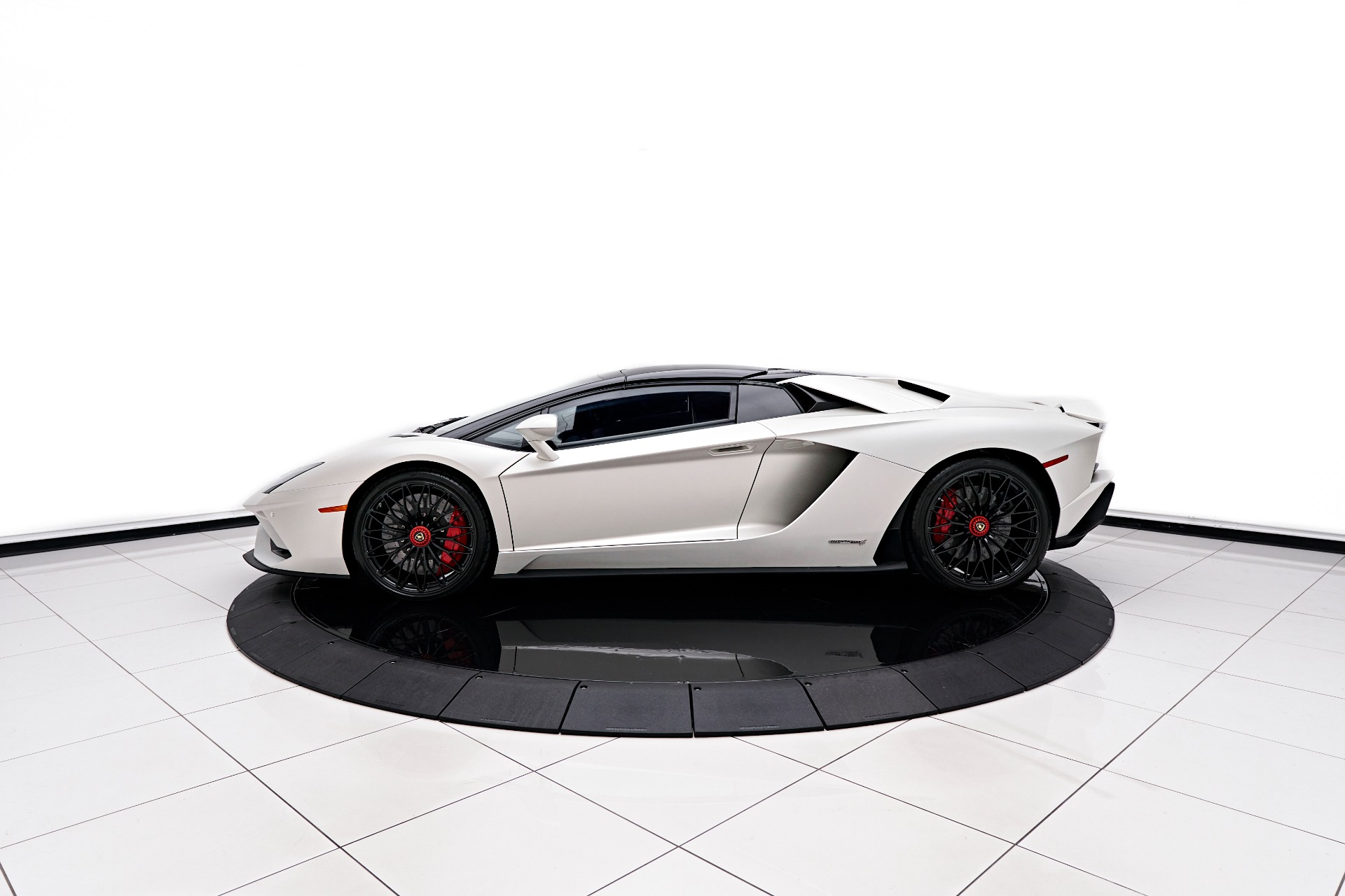 White Lamborghini Aventador Side View